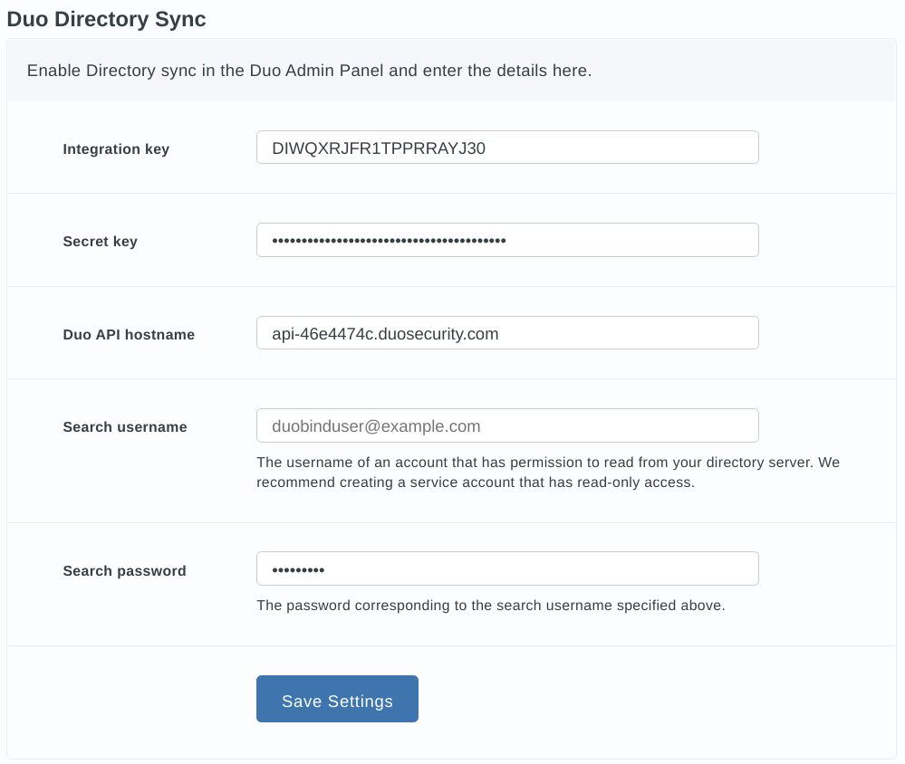 Starting the Duo Directory Sync Process